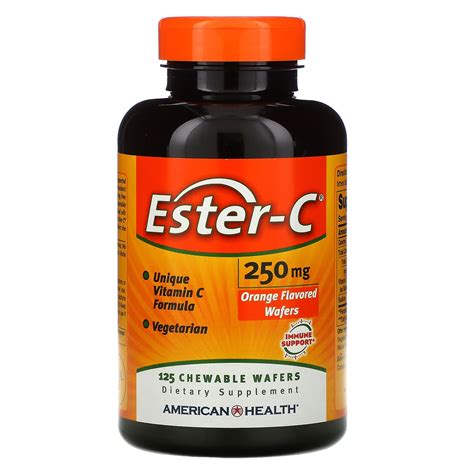 American Health Ester C 250mg Chewable Wafers Vegetarian 125 Wafer