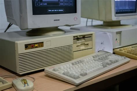 Exhibition Of Old Desktop Computers In Technology Museum Editorial