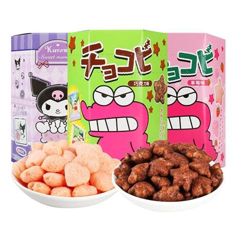 鳄鱼山先生巧克比玉米脆 巧克力味草莓味，三丽鸥酷洛米玉米脆 草莓酸奶味 Chocobi Cray Chocostrawberry