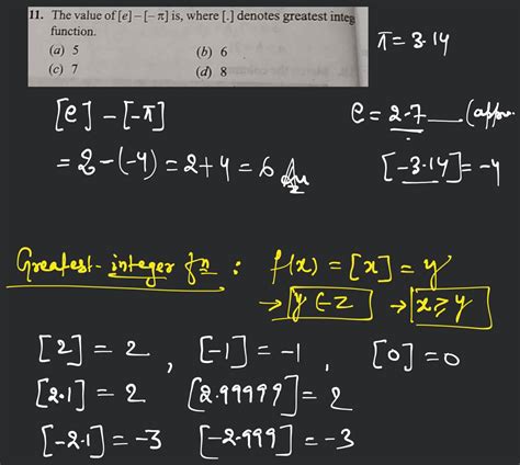 The Value Of E Pi Is Where Denotes Greatest Integer Function
