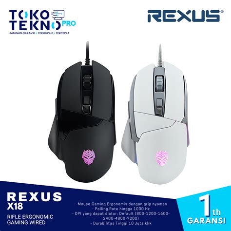 Rexus X18 Rifle Ergonomic Gaming Wired Mouse Rgb Tokotekno