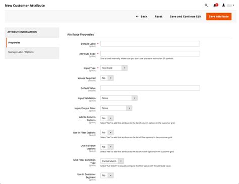 customer attribute properties adobe commerce