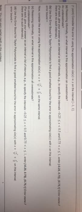 Solved 1 Point Consider The Error In Using The