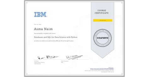 Asma Naim On Linkedin Completion Certificate For Databases And Sql For