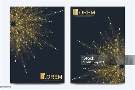 현대 벡터 템플릿 브로셔 전단지 전단지 광고 표지 카탈로그 잡지 또는 연례 보고서에 대 한 A4 크기에 골든 레이아웃입니다 비즈니스 과학 및 기술 설계입니다 골든 만다라와