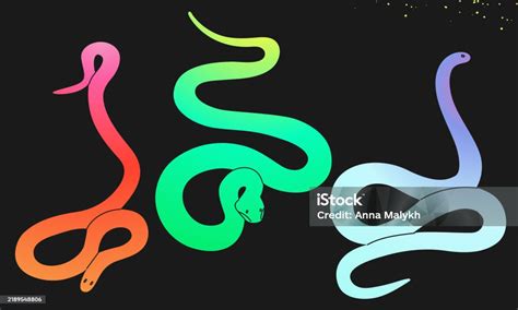 Snake Sethand Drawn Gradient Colored Snakes Collectionchinese New Year