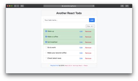 Github Wojciechkrolanother React Todo This Application Has Been Made While React Redux