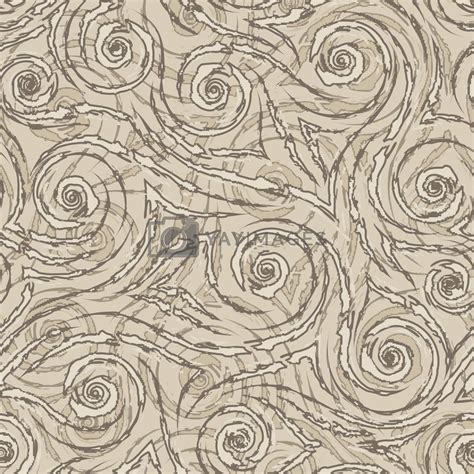 Beige Smooth Lines Corners And Spirals With Torn Edges On A Brown Background Vector Seamless