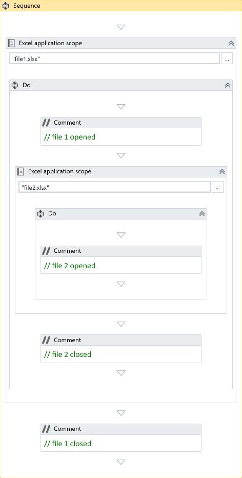 can we use excel application scope with other excel open help