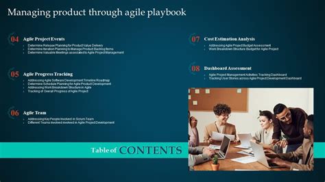 Managing Product Through Agile Playbook Table Of Contents Ppt Slides Icons Ppt Template