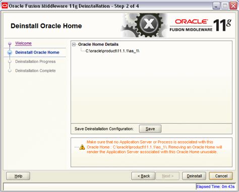 Oracle Discoverer Desktop Deinstallation Screens