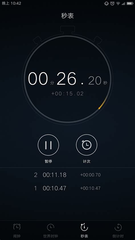 时钟秒表界面 秒表计次