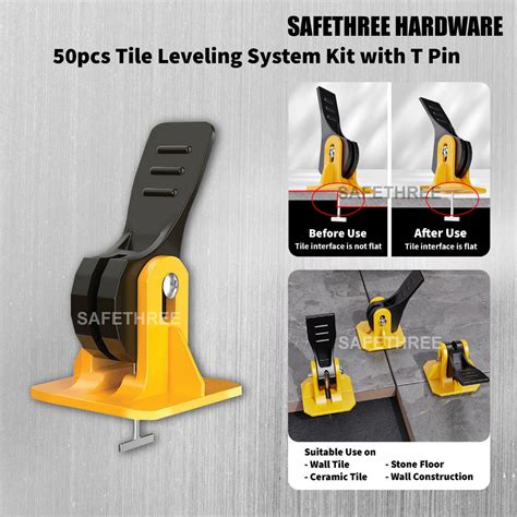 50pcs Floor Tile Leveling System Kit T Pin Reusable Level Wedges Tile Spacer Leveler Locator