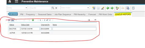 Pmstatus Table To Make History Of Pm Records Maximo Ibm Maximo Implementation And Configurations