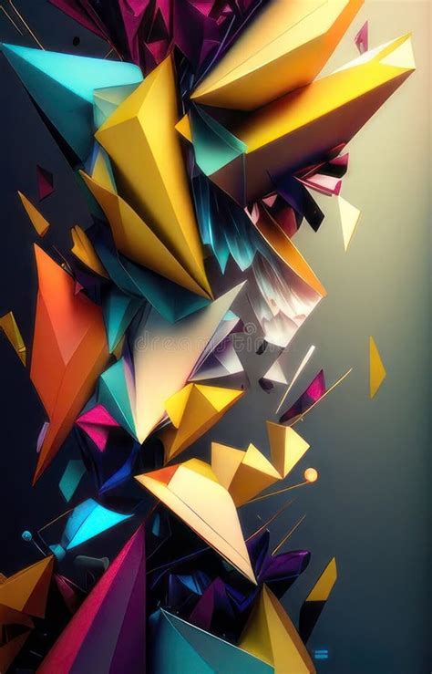 Abstract 3d Background Colorful Triangles Vertical Background Stock Illustration