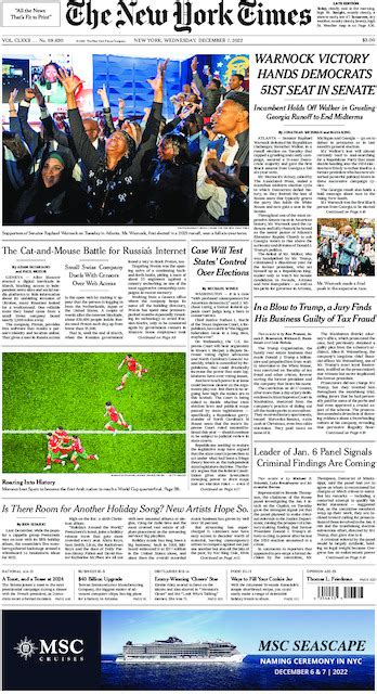 The New York Times in Print for Wednesday, Dec. 7, 2022 - The New York Times