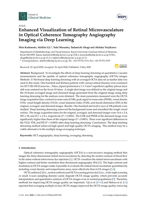 Pdf Enhanced Visualization Of Retinal Microvasculature In Optical Coherence Tomography