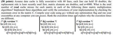 50 Points Assume Data Cache Is Fully Associative Chegg Com