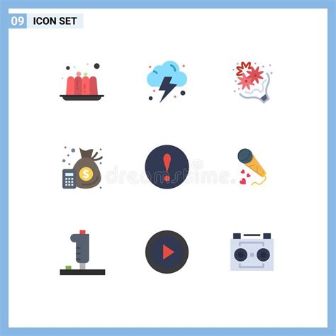 9 Thematic Vector Flat Colors And Editable Symbols Of Warning Alert T Money Finance Stock