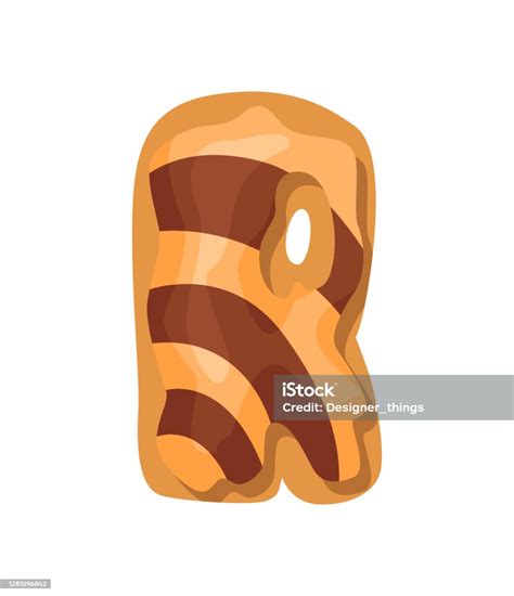 만화 쿠키 글꼴 제과자들은 자본 문자 R 벡터 영어 Abc 베이킹 컬러 유약에 스타일화 창조적 인 진저 브레드 알파벳 디자인 어린 시절 달콤한 비스킷과 도넛 귀여운에 대한