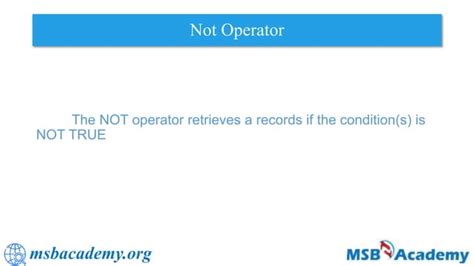 Where Conditions And Operators In Sql Pptx