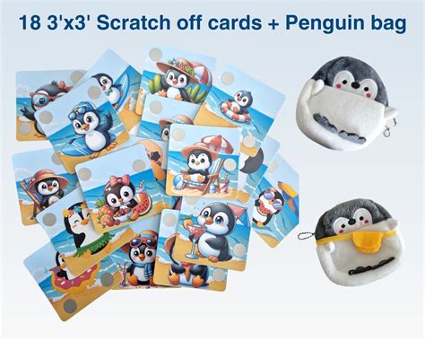 Summer Penguin Scratch Off Savings Challenge Cards Save 150 Physical Product Etsy