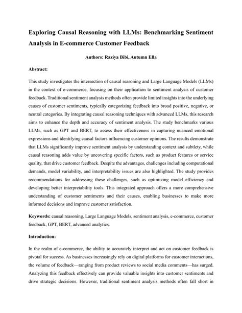 Pdf Exploring Causal Reasoning With Llms Benchmarking Sentiment