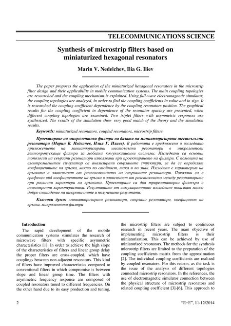 Synthesis Of Microstrip Filters Based On Miniaturized Hexagonal