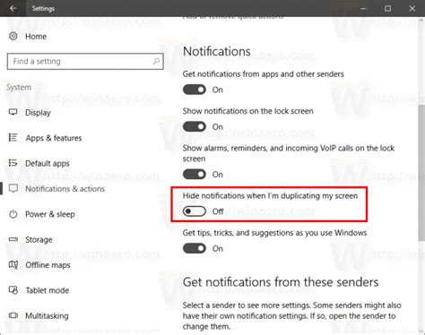 Hide Or Show Notifications When Duplicating A Screen In Windows 10