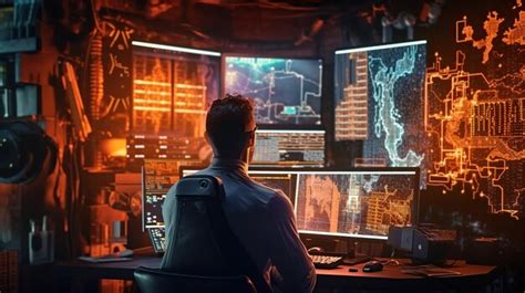 Premium Ai Image Businessman Using A Computer And Dashboard