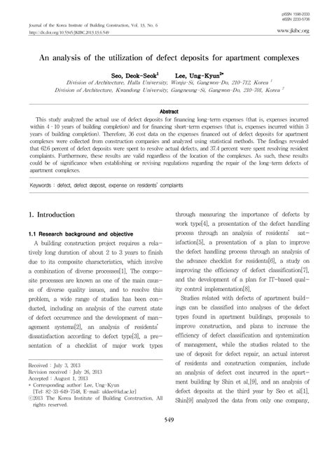 pdf an analysis of the utilization of defect deposits for apartment