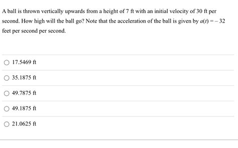 Solved A Ball Is Thrown Vertically Upwards From A Height Of Chegg