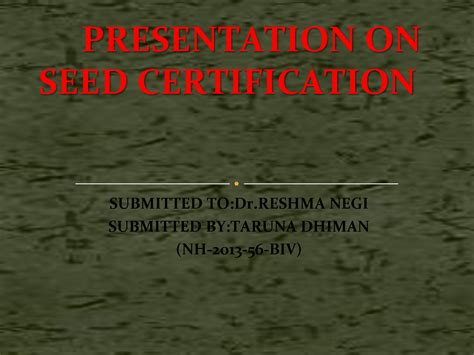 Solution Seed Certificate Studypool