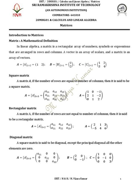 20mhg01 Matrix Pdf Eigenvalues And Eigenvectors Matrix Mathematics