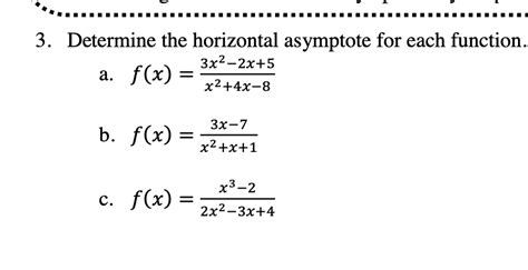 Solved Determine The Horizontal Asymptote For Each Function Chegg Com
