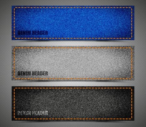 Header Templates Sets With Fabric And Stitch Background Vectors Stock In Format For Free
