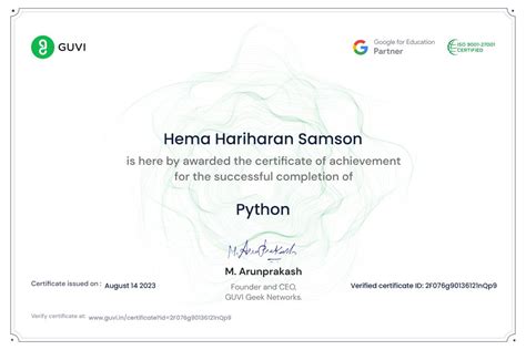 hema hariharan samson on linkedin pythoncertification