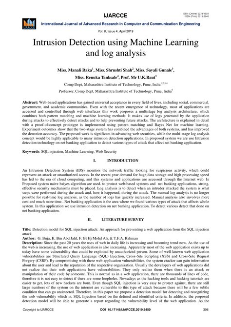 pdf intrusion detection using machine learning and log analysis