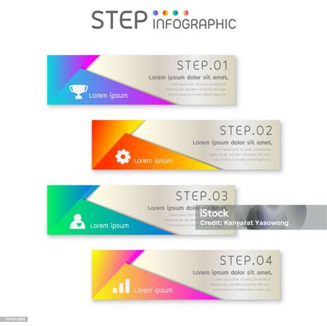 그래프의 정사각형 모양 요소 단계 옵션 프로세스 또는 워크플로가있는 다이어그램 비즈니스 데이터 시각화 프리젠 테이션 벡터 일러스트레이션을위한 창조적 인 단계 인포 그래픽