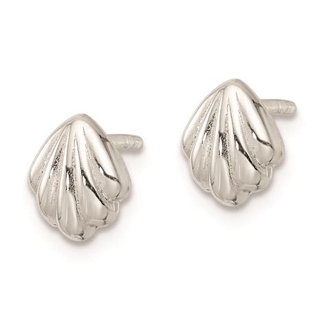 Sterling Silver Polished Shell Post Earrings Unclaimed Diamonds