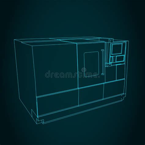 Automatic Cnc Milling Machine Blueprints Stock Vector Illustration Of Lathe Isometric 263251376