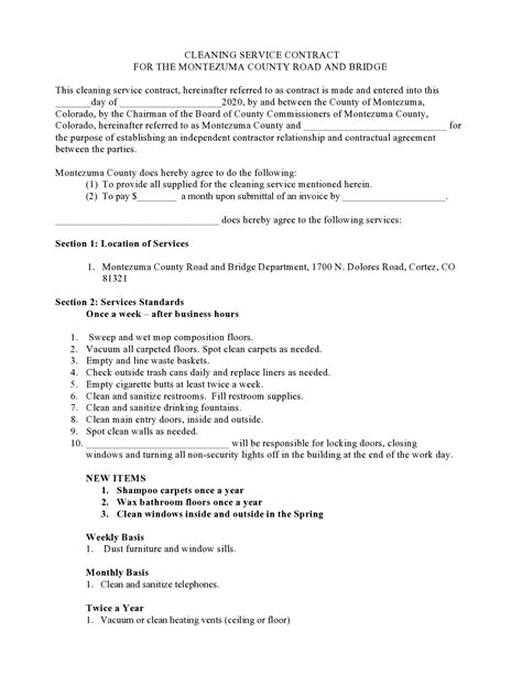 41 Printable Cleaning Contract Templates 100 Free