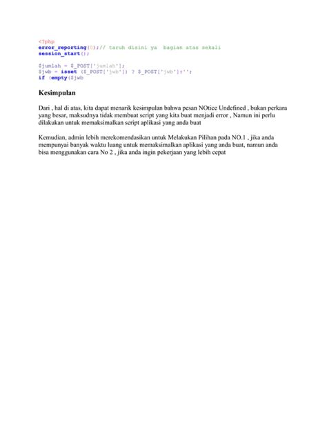 Cara Mengatasi Notice Undefined Index Atau Undefined Variabel In Phppdf