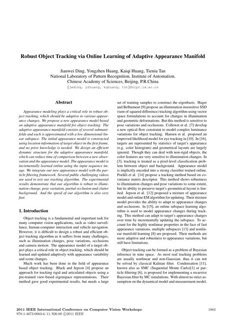 Pdf Robust Object Tracking Via Online Learning Of Adaptive Appearance Manifold
