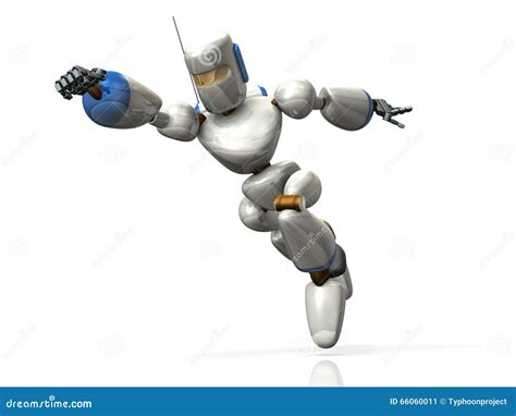 robot catches someone it jumping toward the enemy stock illustration