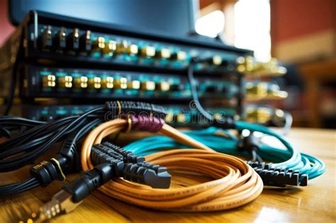 Ethernet Cables Connected To Modern Server Rack For Efficient Network