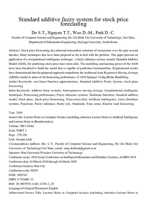 pdf standard additive fuzzy system for stock price forecasting