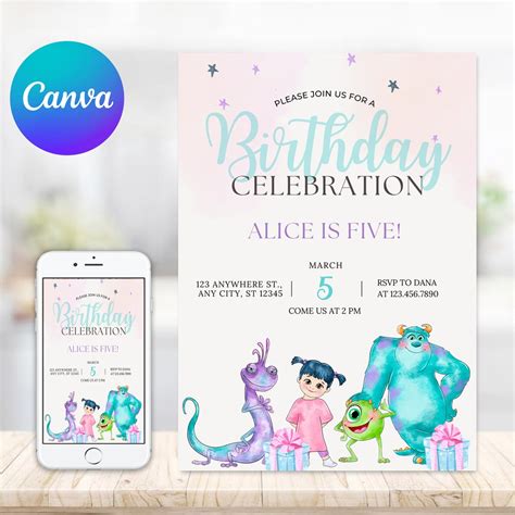 Monster Birthday Invitation 1st Birthday Invite Printable Monsters