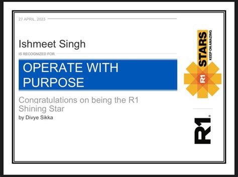 Ishmeet Singh On Linkedin Appreciation R1rcm Starofthemonth