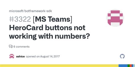[ms teams] herocard buttons not working with numbers · issue 3322
